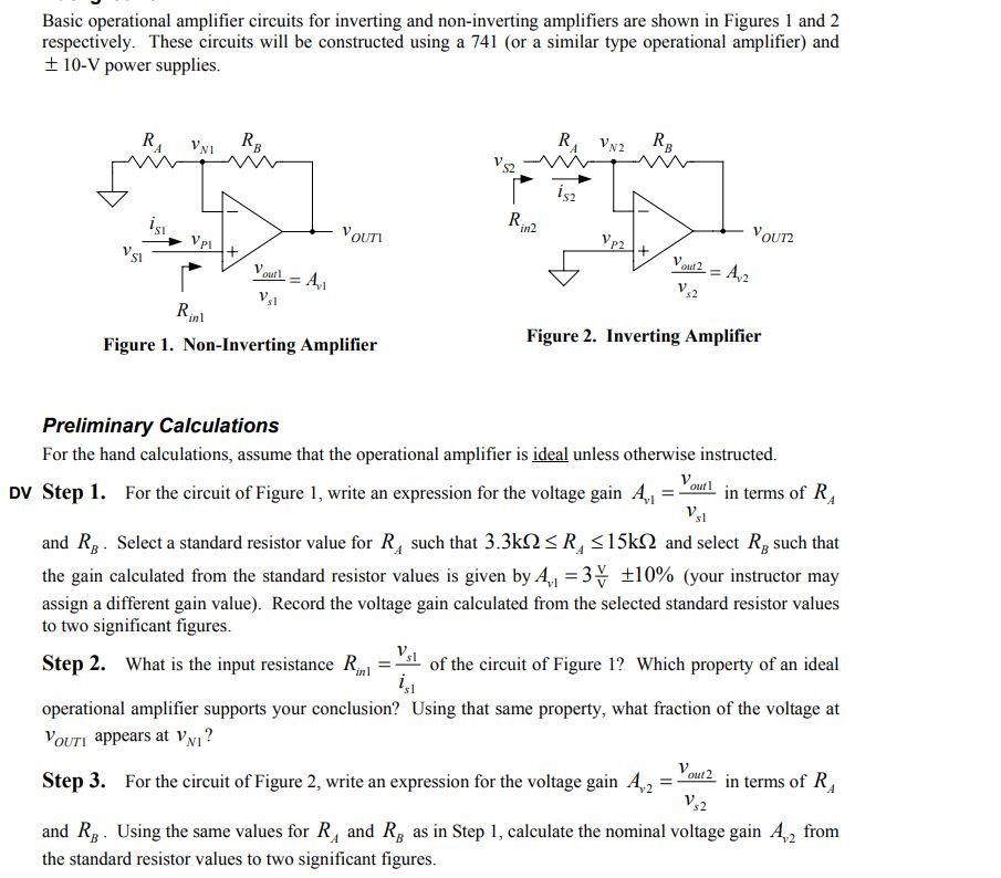 Solved Basic operational amplifier circuits for inverting | Chegg.com