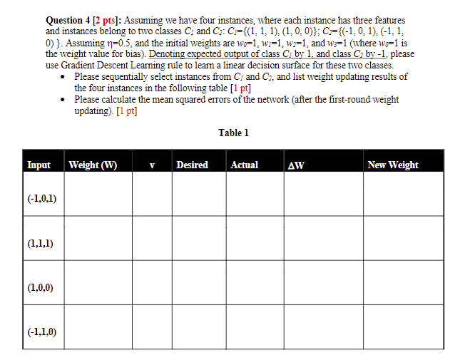 Solved Question 4 [2 pts]: Assuming we have four instances, | Chegg.com