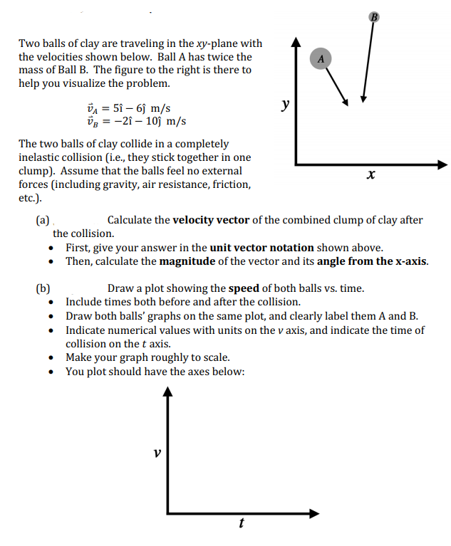 Solved Two balls of clay are traveling in the xy-plane with | Chegg.com