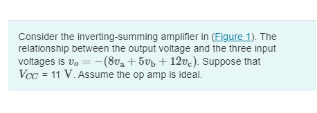 Solved Consider the inverting-summing amplifier in . The | Chegg.com