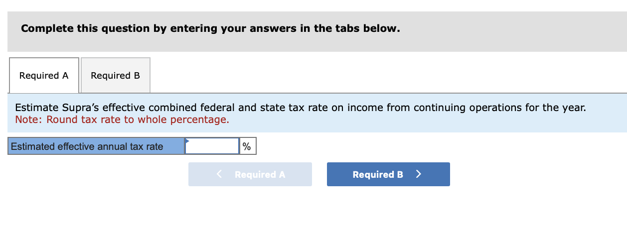 Supra Incorporated estimates total federal and state | Chegg.com