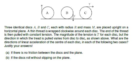 Solved Three identical discs A, B and C, each with radius R | Chegg.com