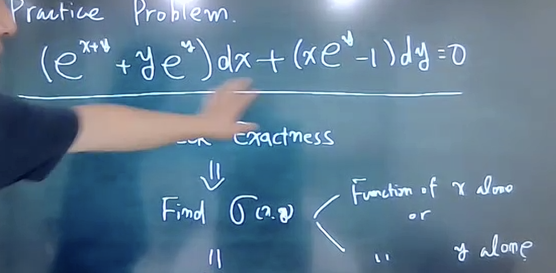 Solved ractice Problem. (ex+4+yey)dx+(xey−1)dy=0 exactmess | Chegg.com