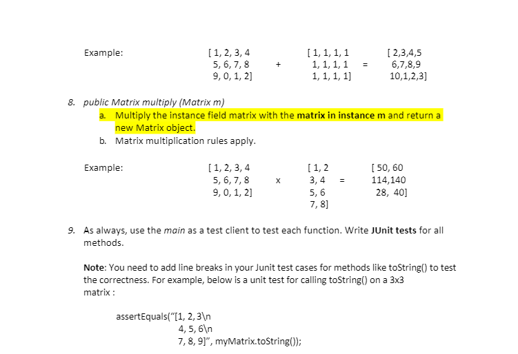 Solved 4: Matrix Library We will be building an API to | Chegg.com