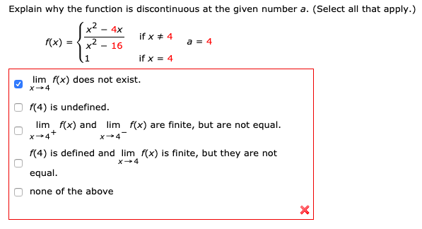 Solved Explain why the function is discontinuous at the | Chegg.com Solved Explain why the function is discontinuous at the | Chegg.com