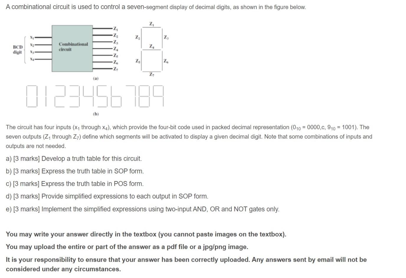 Solved A combinational circuit is used to control a | Chegg.com