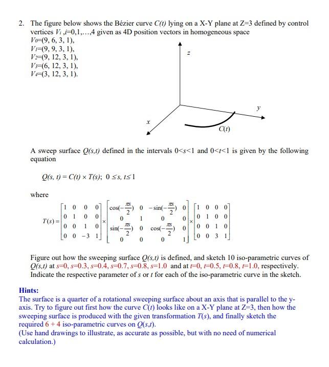Solved 2. The figure below shows the Bézier curve CO) lying | Chegg.com