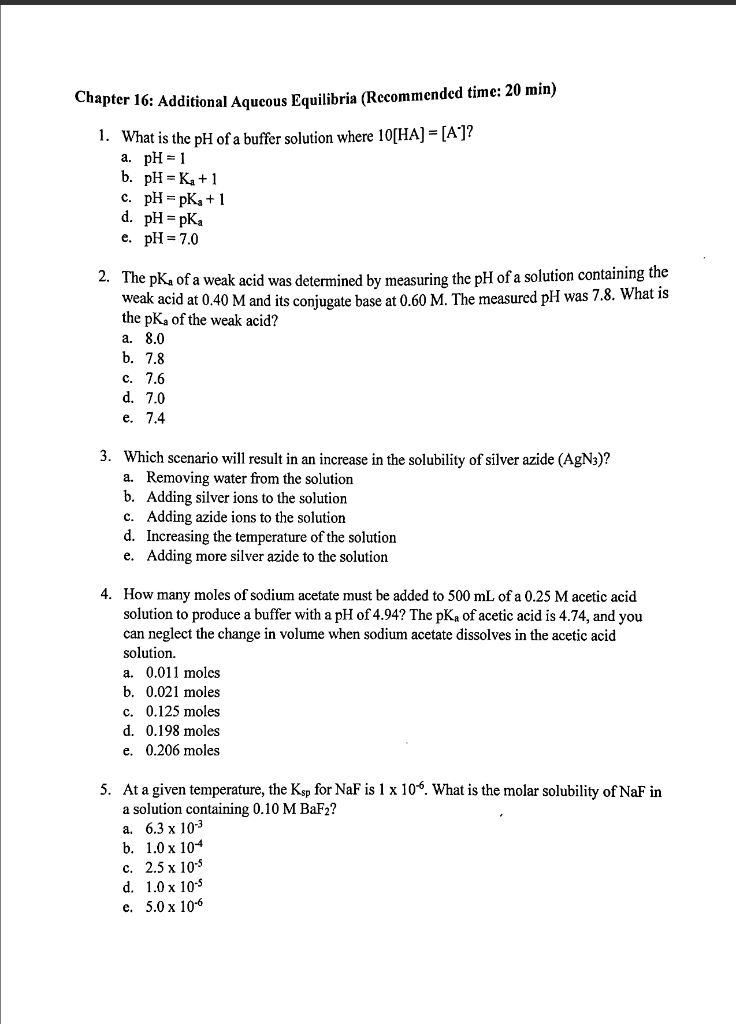 Solved Chapter 16: Additional Aqueous Equilibria | Chegg.com