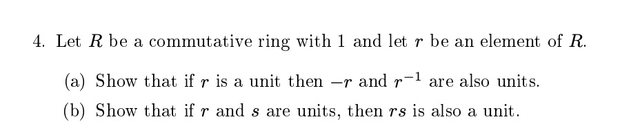 Solved Let R ﻿be a commutative ring with 1 ﻿and let r ﻿be an | Chegg.com