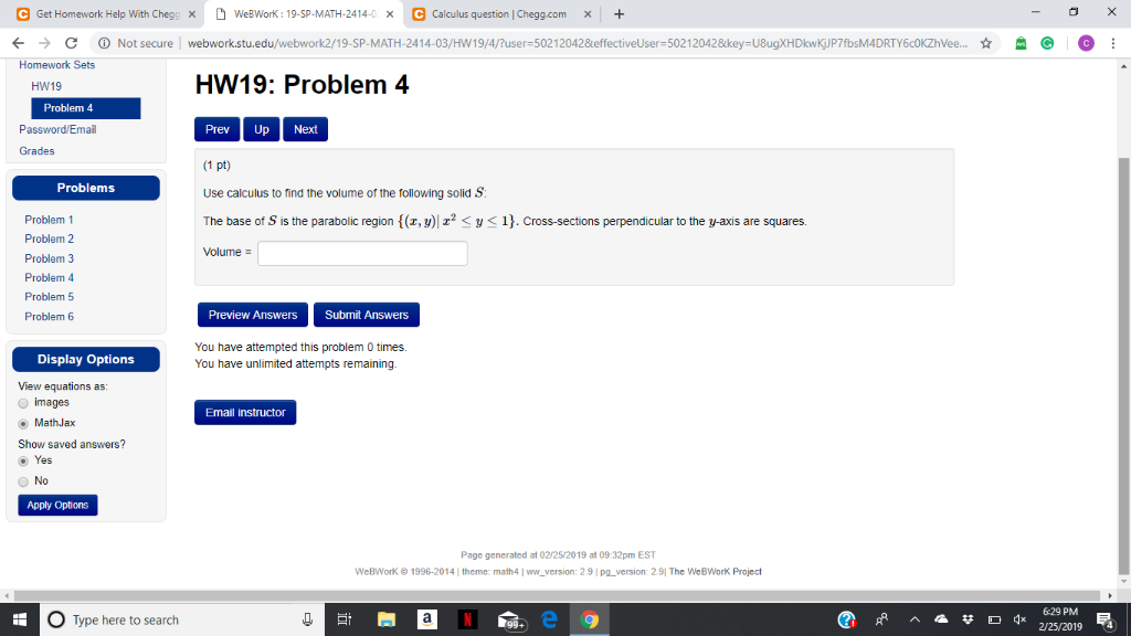 Solved e Get Homework Help With Cheg- 凸 WeBWorK: | Chegg.com