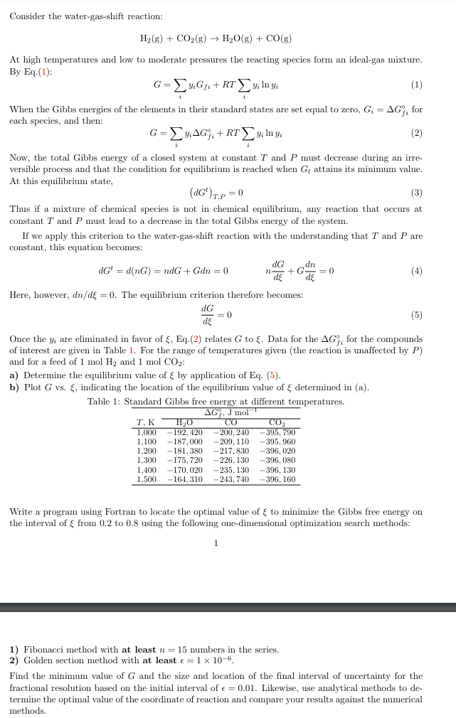 Solved Consider the water-gas-shift | Chegg.com