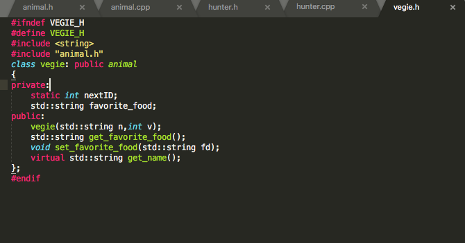 Solved animal.h animal.cpp hunter.h hunter.cpp #ifnde f | Chegg.com