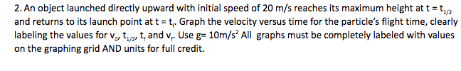 Solved 2. An object launched directly upward with initial | Chegg.com