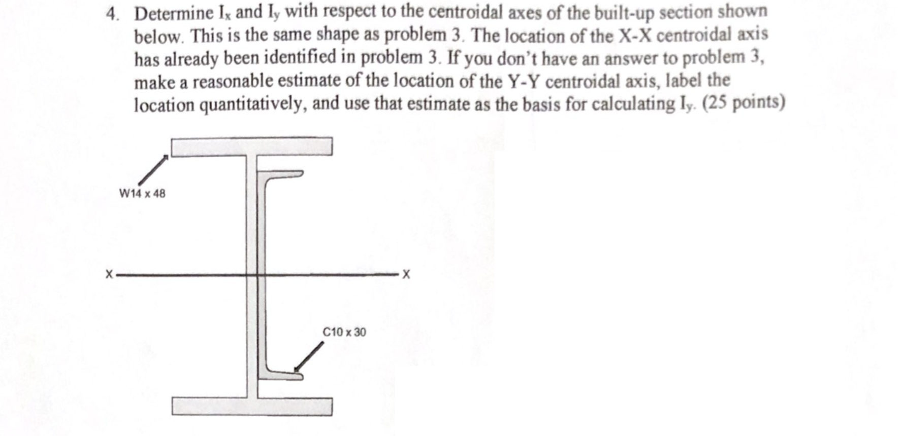 Solved 4. Determine Ix and ly with respect to the centroidal | Chegg.com