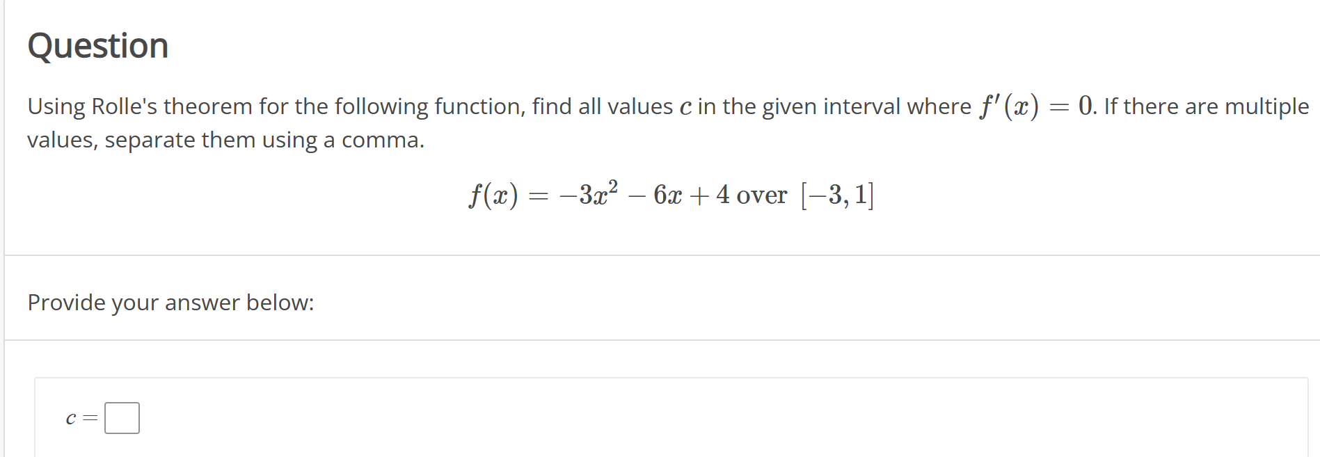 Solved Questionusing Rolle S Theorem For The Following