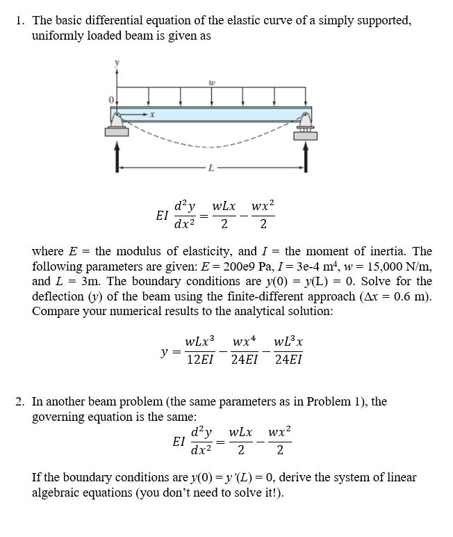 Solved 1. The basic differential equation of the elastic | Chegg.com