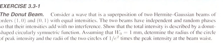 Solved EXERCISE 3.3-1 The Donut Beam. Consider a wave that | Chegg.com