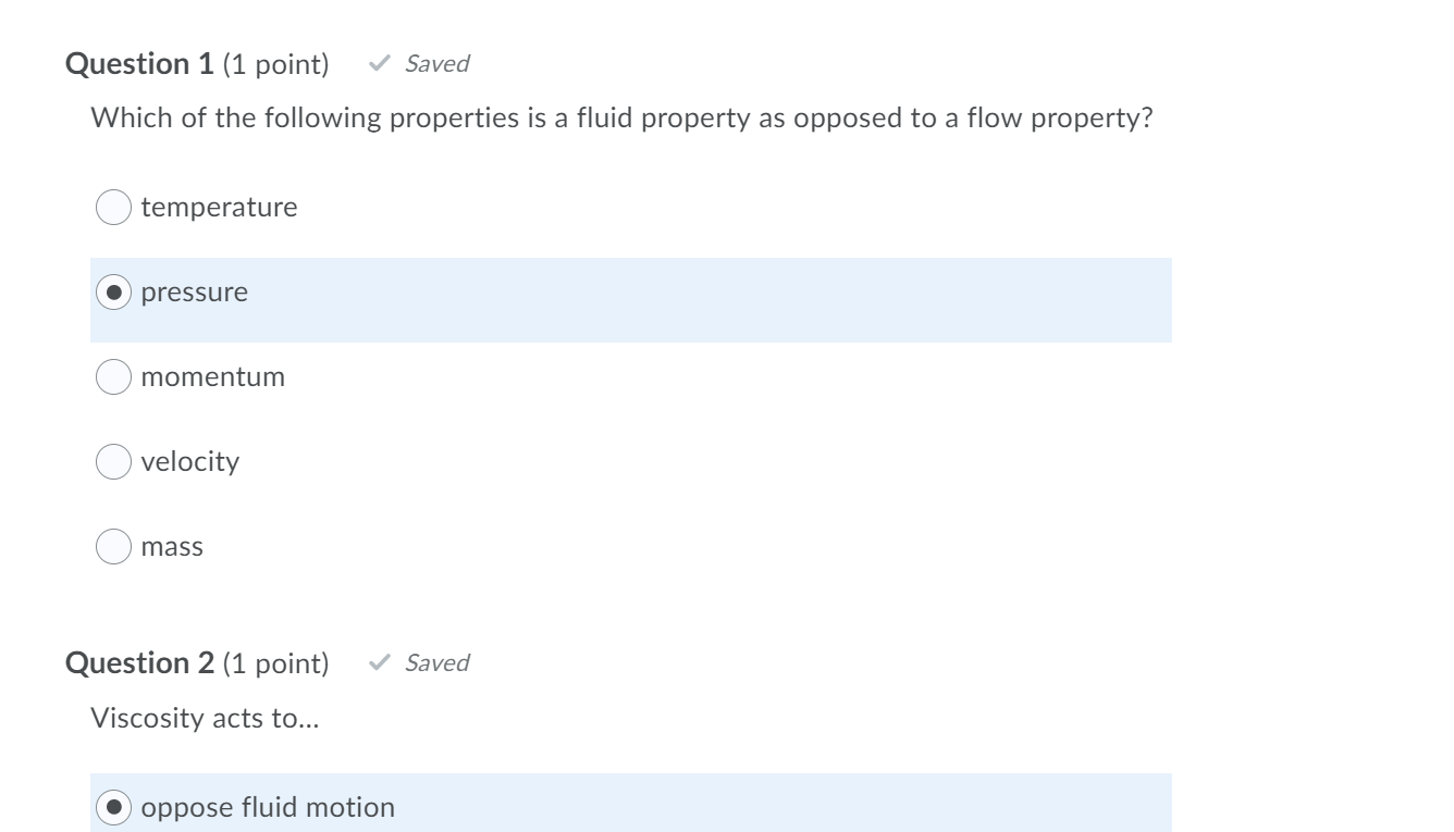 Solved Which of the following properties is a fluid property | Chegg.com