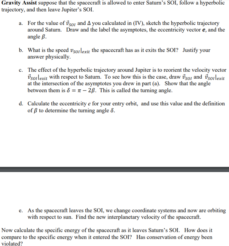 Gravity Assist suppose that the spacecraft is allowed | Chegg.com