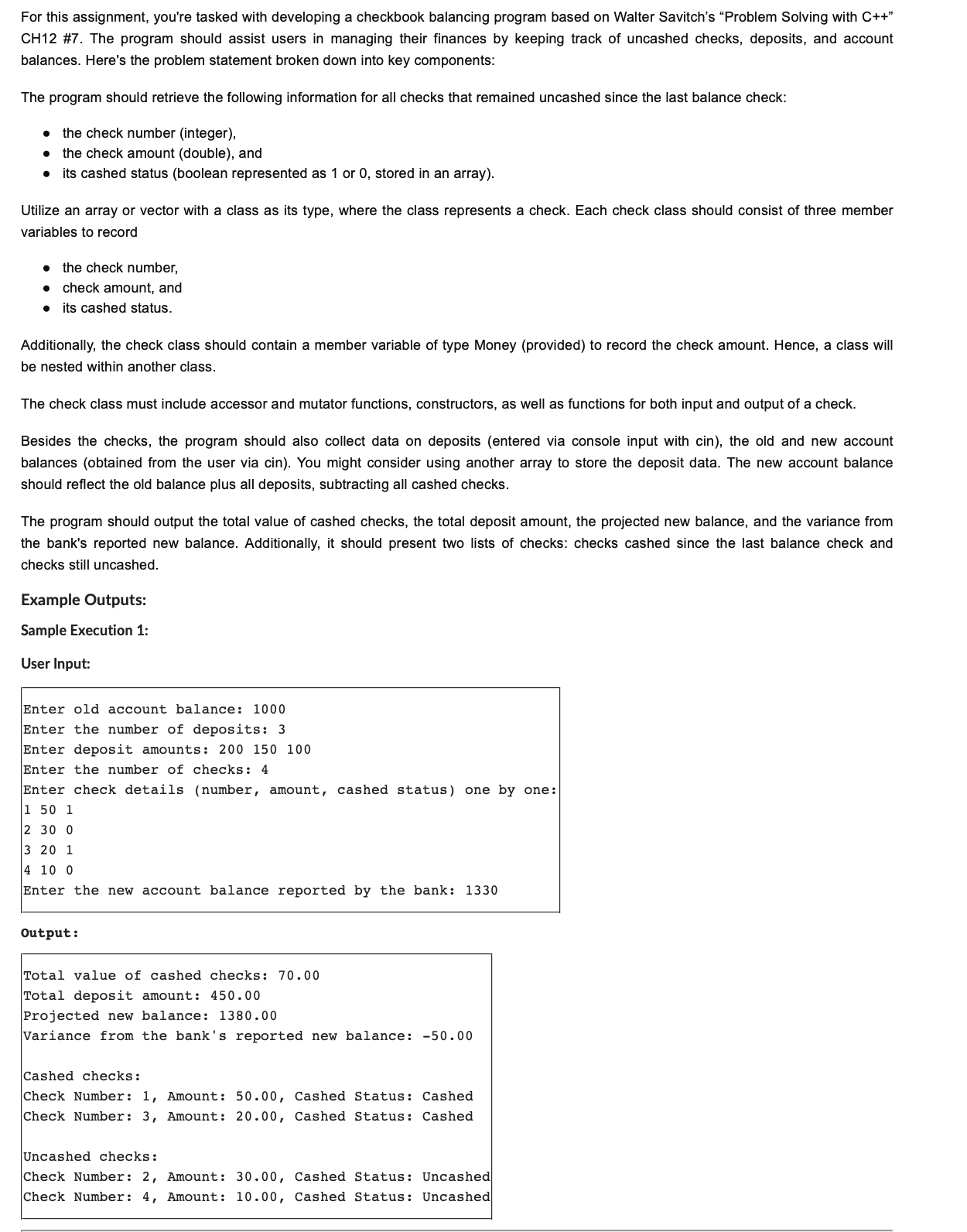 Solved For this assignment, you're tasked with developing a | Chegg.com