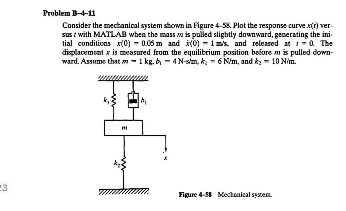 Solved Consider the mechanical system shown in Figure 4-58. | Chegg.com