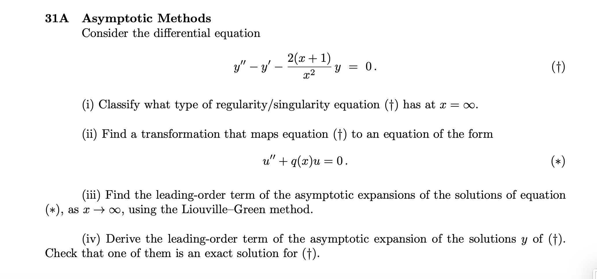 Solved 31A Asymptotic Methods Consider the differential | Chegg.com