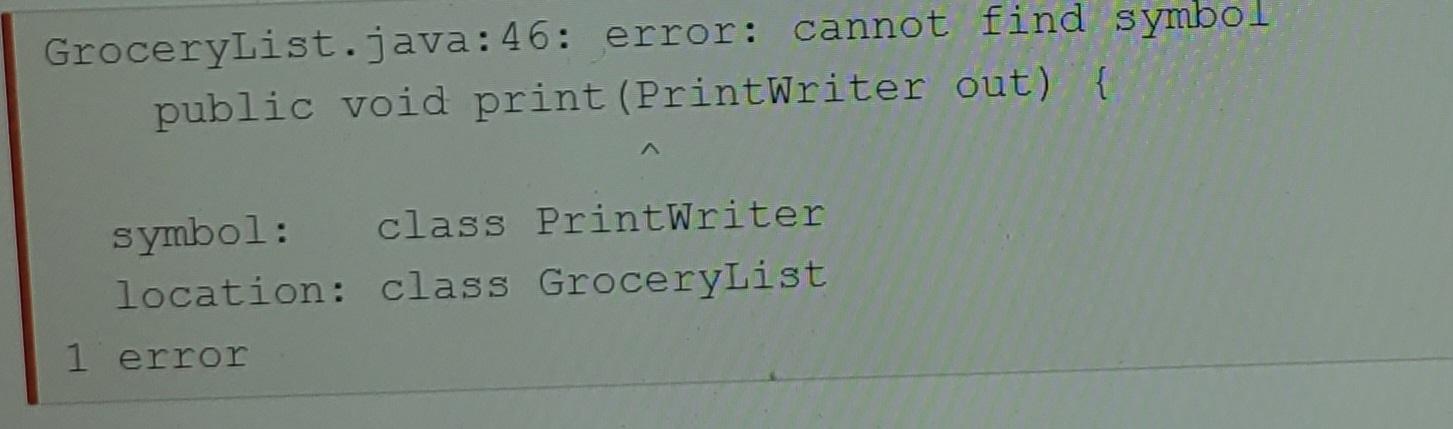 Solved Current file: GroceryList.java GroceryList.java: 46 | Chegg.com