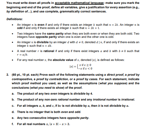 Solved You must write down all proofs in acceptable | Chegg.com