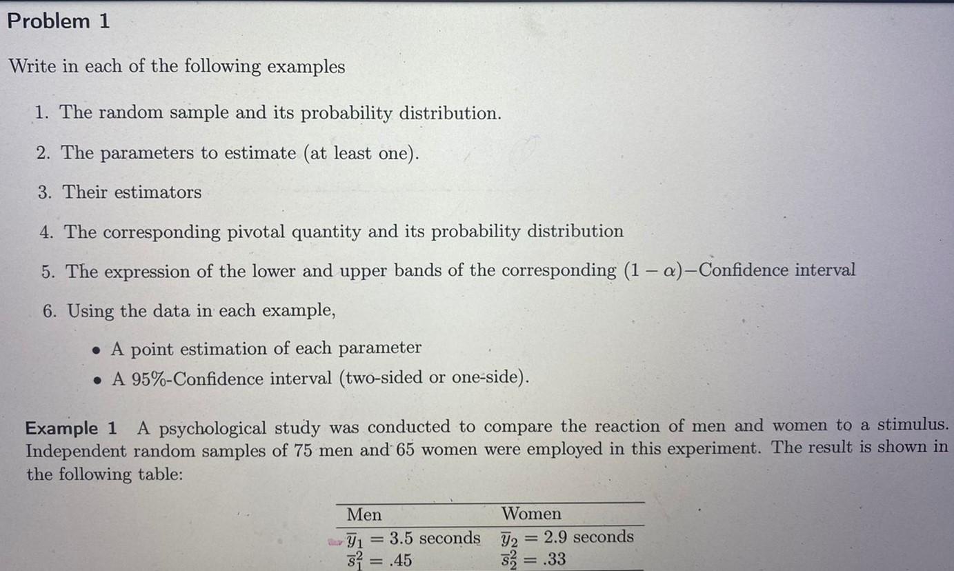 Solved Problem 1 Write in each of the following examples 1. | Chegg.com