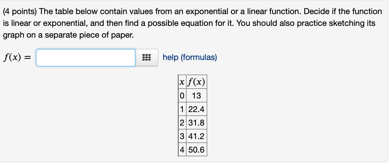 Solved (4 points) The table below contain values from an | Chegg.com