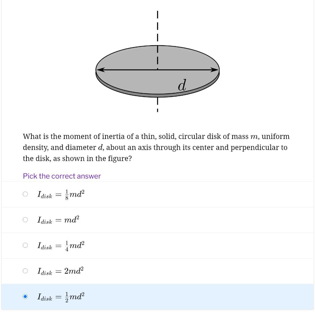 Solved 1 I I d What is the moment of inertia of a thin, | Chegg.com