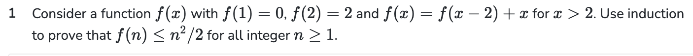 Solved 1 Consider a function f(x) with f(1)=0,f(2)=2 and | Chegg.com