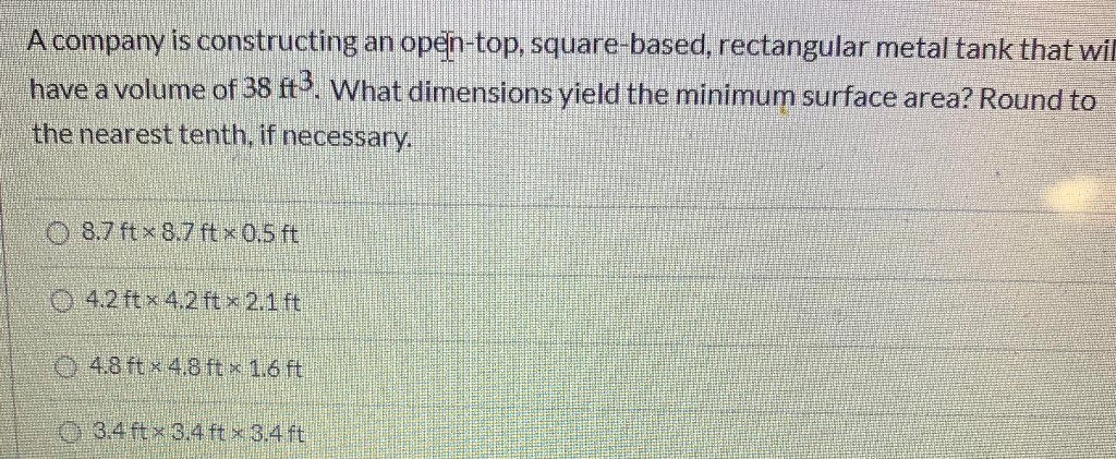 Solved A company is constructing an open-top, square-based, | Chegg.com