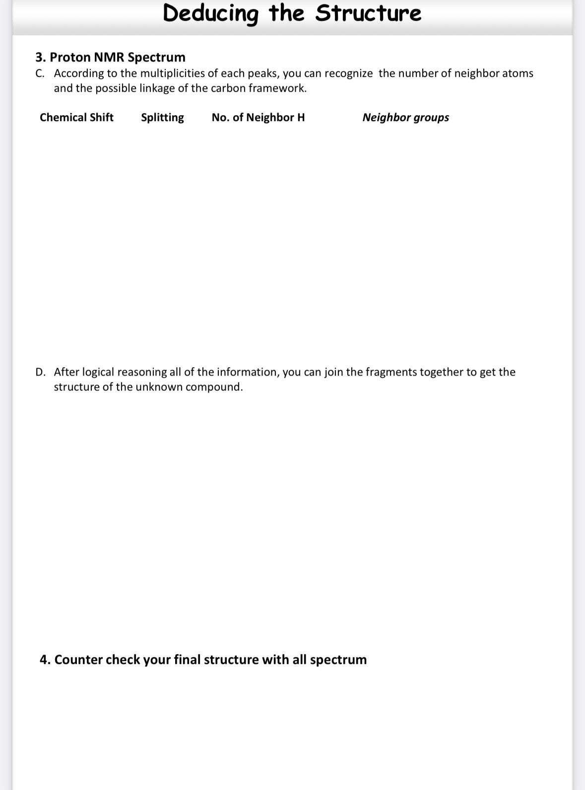 Solved Deducing the Structure 3. Proton NMR Spectrum C. | Chegg.com