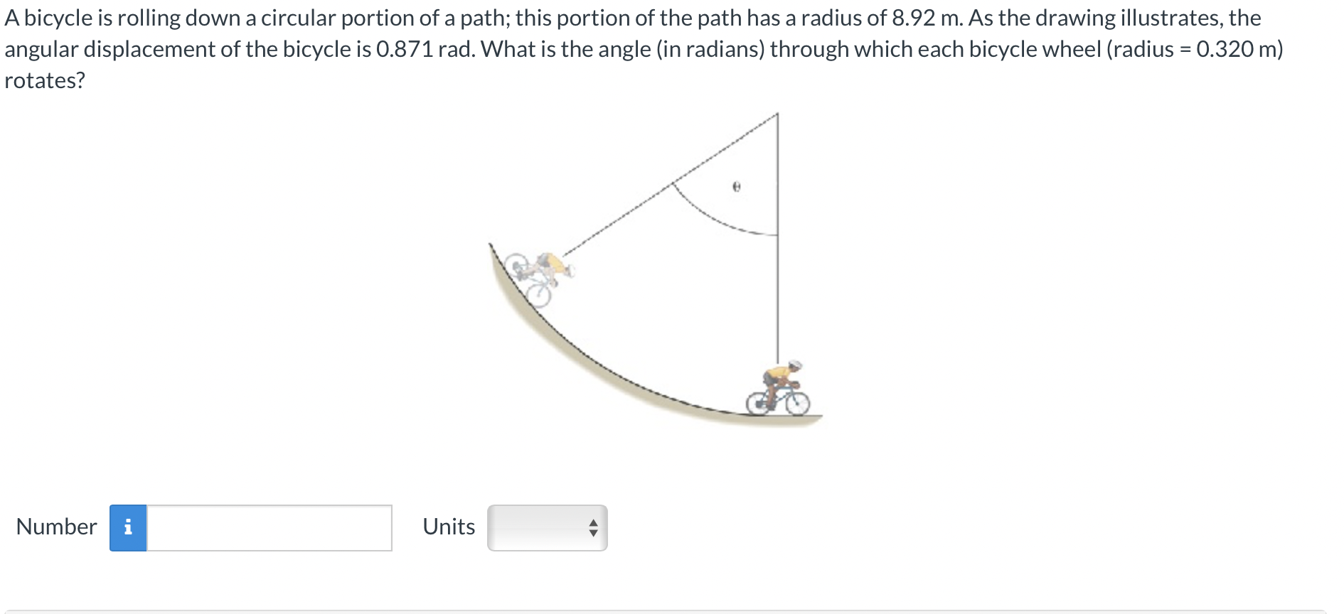 Solved A bicycle is rolling down a circular portion of a | Chegg.com