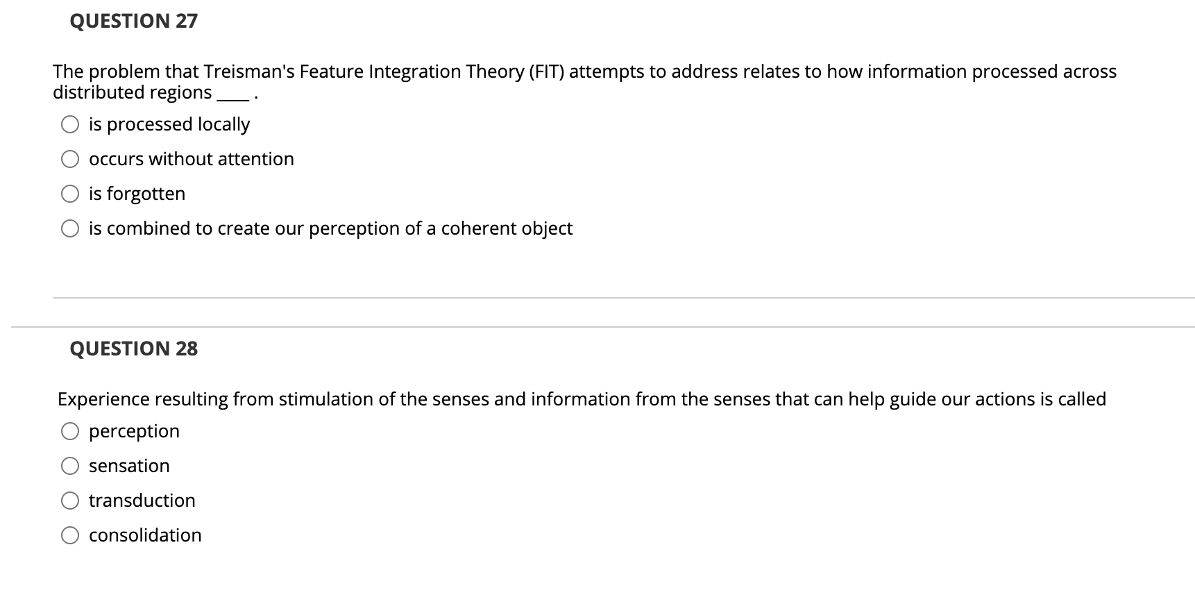 Solved QUESTION 27 The problem that Treisman's Feature | Chegg.com