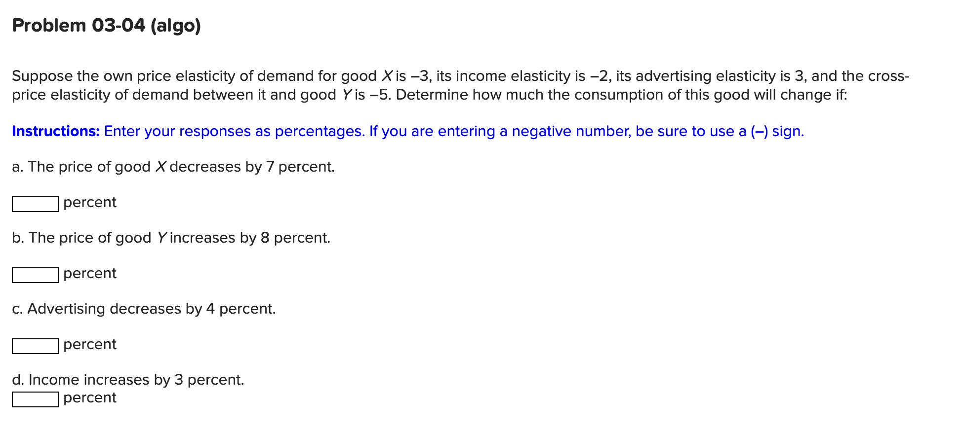 Solved Suppose the own price elasticity of demand for good X | Chegg.com