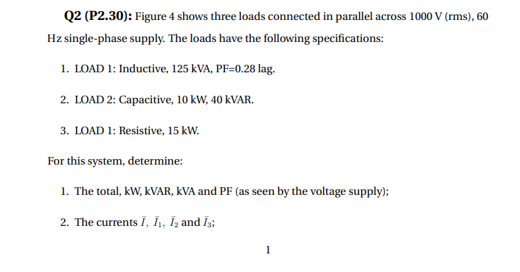 Solved Q2 (P2.30): Figure 4 shows three loads connected in | Chegg.com