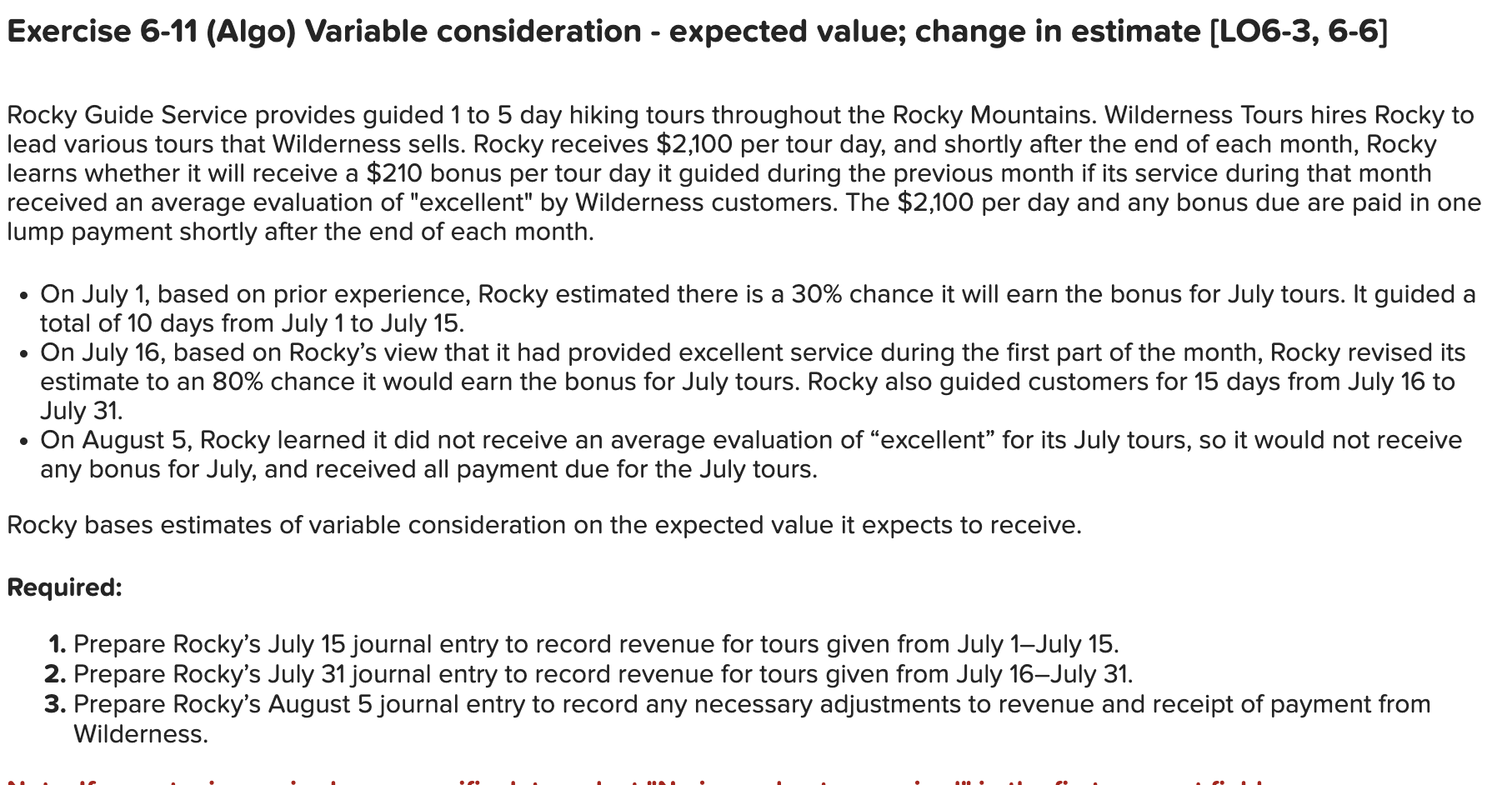 Solved Exercise 6-11 (Algo) ﻿Variable consideration - | Chegg.com