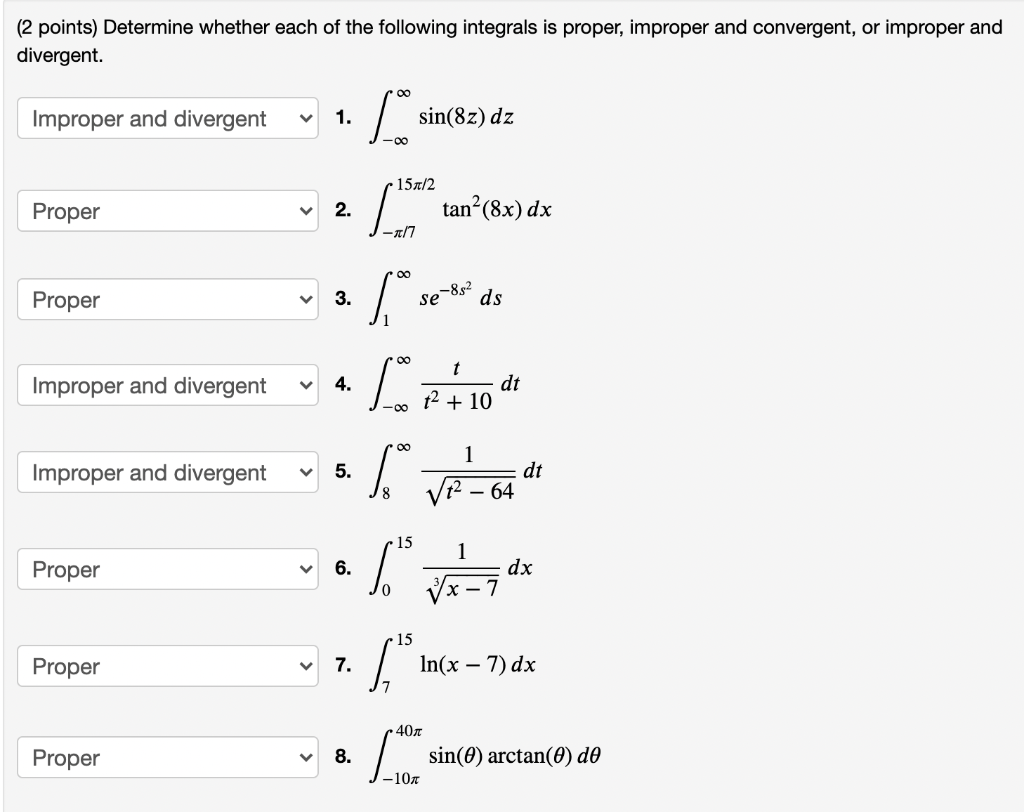 Solved (2 points) Determine whether each of the following | Chegg.com