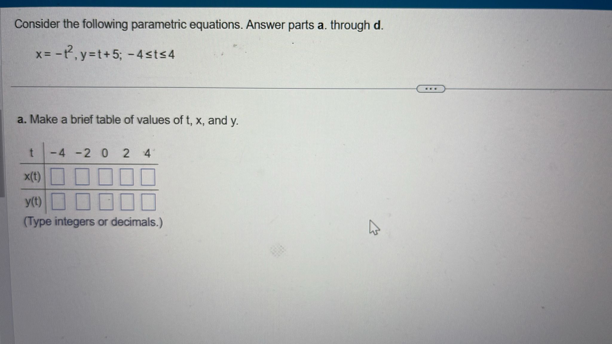 Solved Consider The Following Parametric Equations Answer