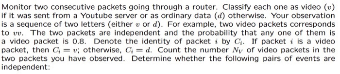 Monitor two consecutive packets going through a | Chegg.com