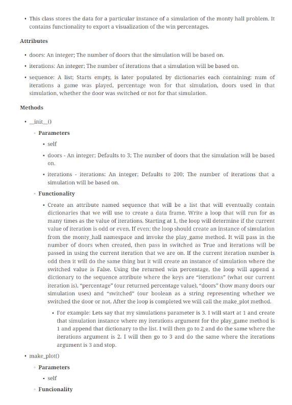 Solved Homework: Monty Hall Simulation Table of Contents 1 2 | Chegg.com