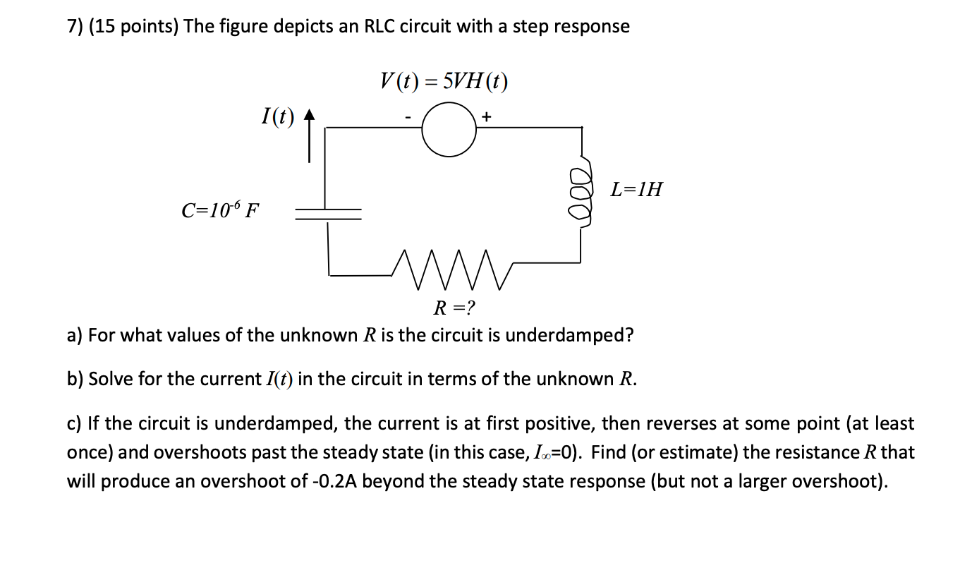 Solved 7) (15 points) The figure depicts an RLC circuit with | Chegg.com Solved 7) (15 points) The figure depicts an RLC circuit with | Chegg.com