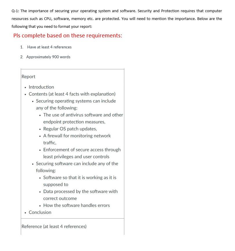 Solved Q-1: The importance of securing your operating system | Chegg.com