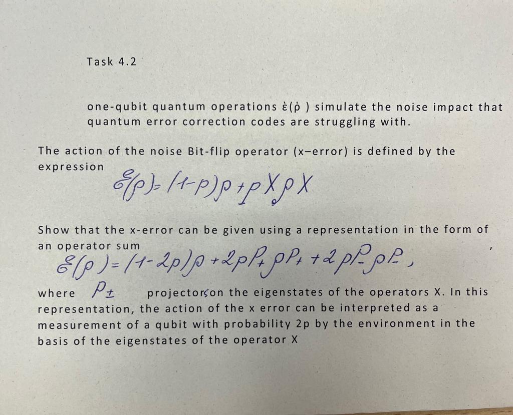 one-qubit quantum operations ε˙(ρ˙) simulate the | Chegg.com