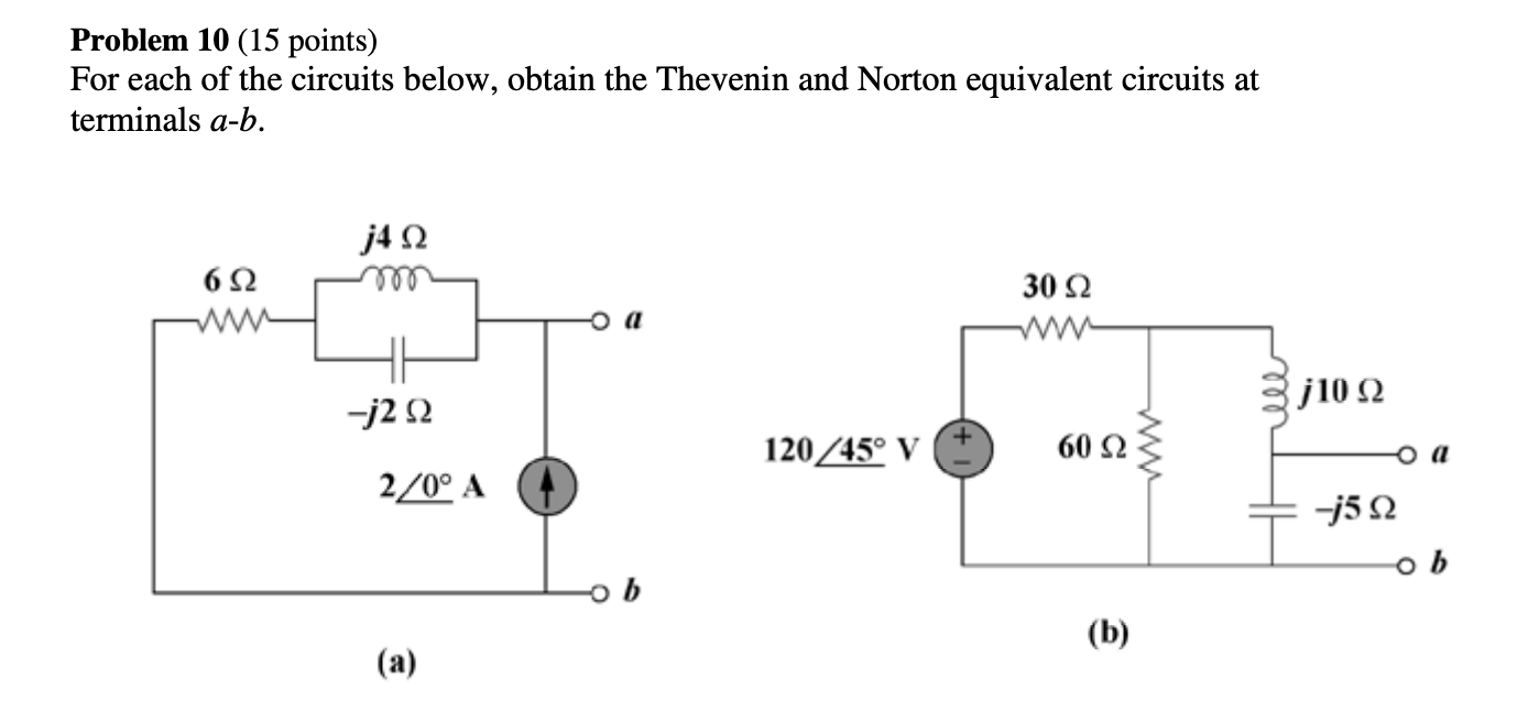 Solved Problem 10 (15 points) For each of the circuits | Chegg.com