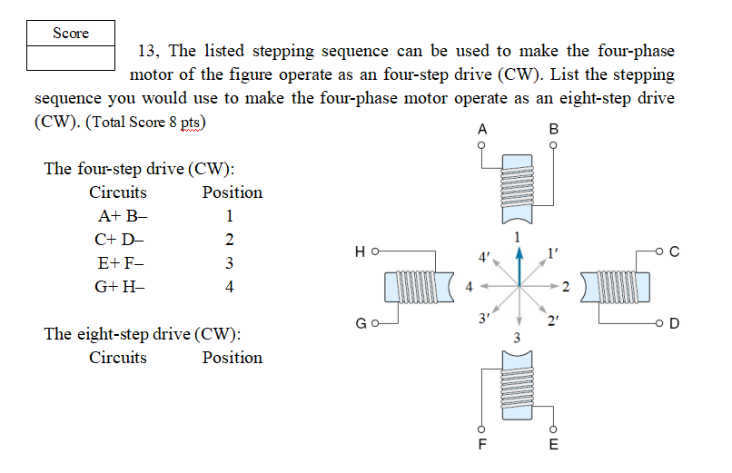 Solved Score 13, The listed stepping sequence can be used to | Chegg.com