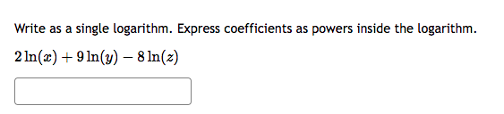 Solved by an EXPERT Write as ﻿a single logarithm. Express coefficients as | Chegg.com
