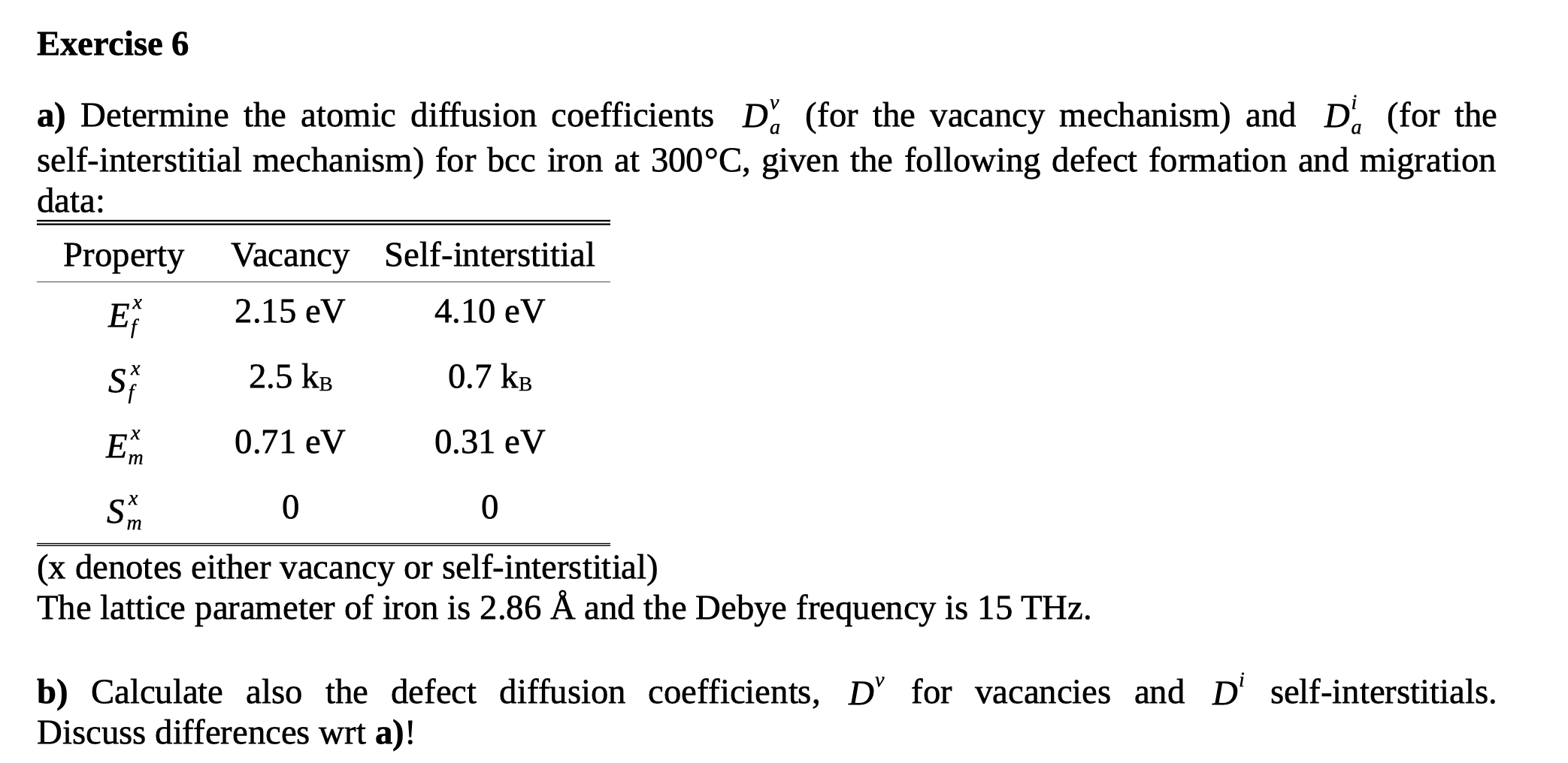 Solved a) Determine the atomic diffusion coefficients Dav | Chegg.com